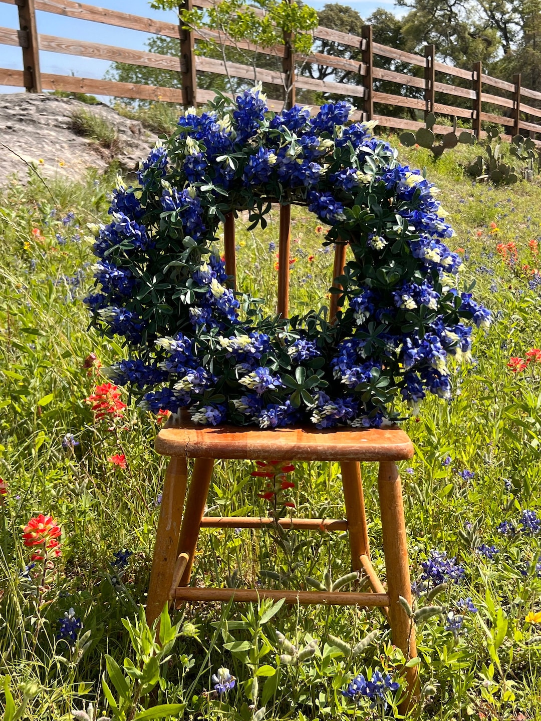 Bluebonnet Wreath: Realistic Faux Floral, Texas Home Decor - Etsy