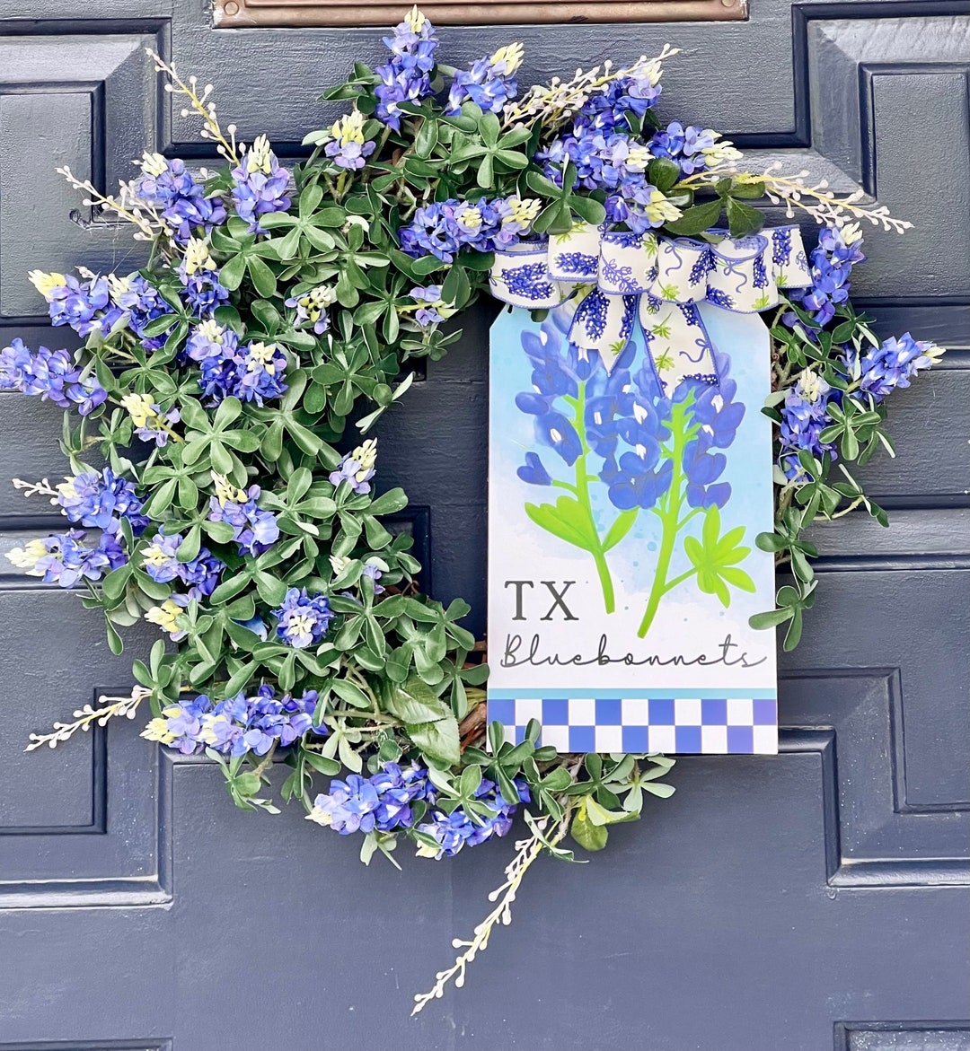 Texas Bluebonnet Everyday Wreath With for Front Door or Home Decor ...