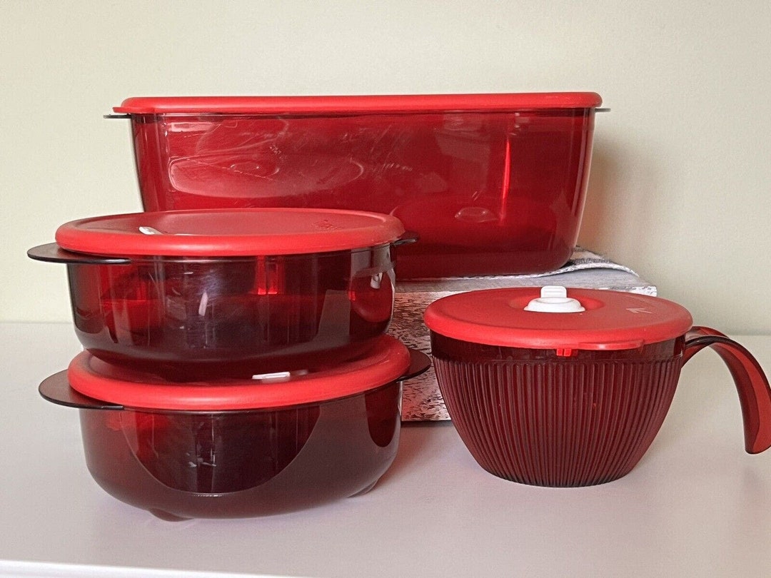 Tupperware Heat and Serve Red, 4 Piece Set With Lids - Etsy