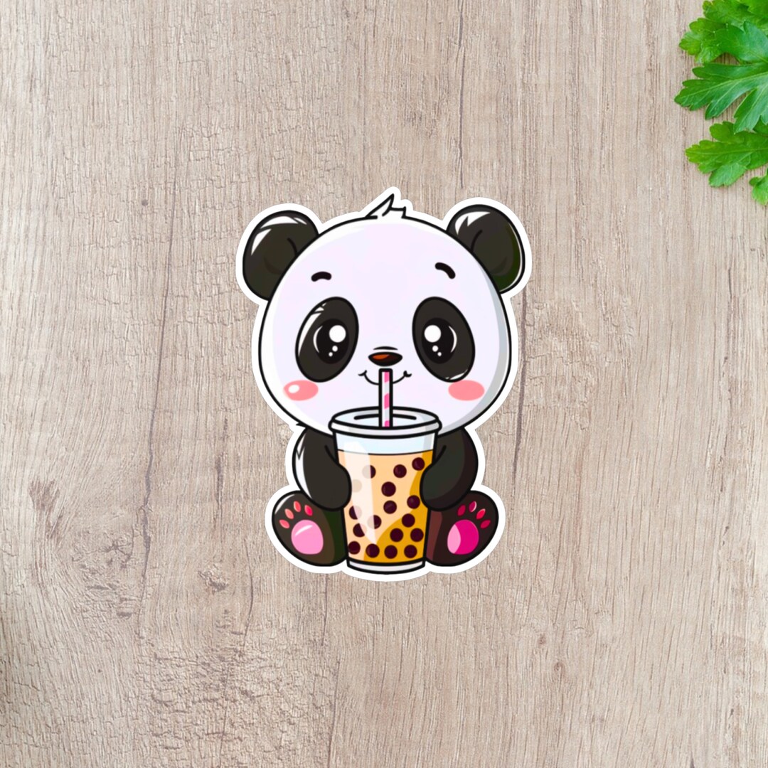 Cute Panda Boba Sticker Panda Boba Vinyl Sticker Kawaii Panda Boba ...