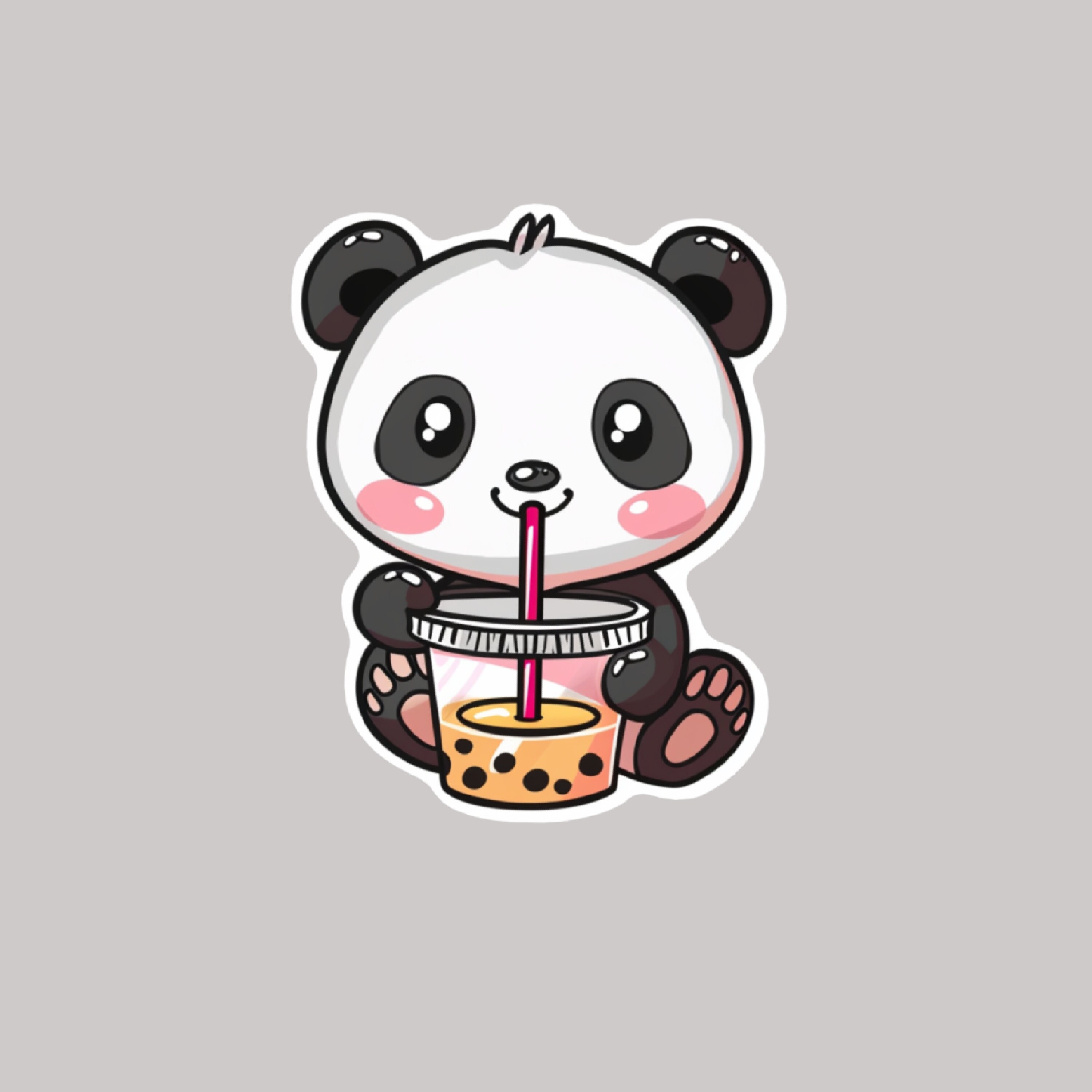 Cute Panda Boba Sticker | Panda Boba Vinyl Sticker | Kawaii Panda ...