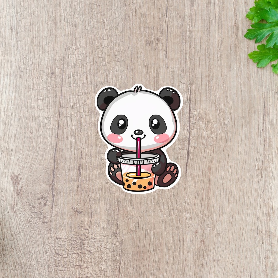 Cute Panda Boba Sticker | Panda Boba Vinyl Sticker | Kawaii Panda ...
