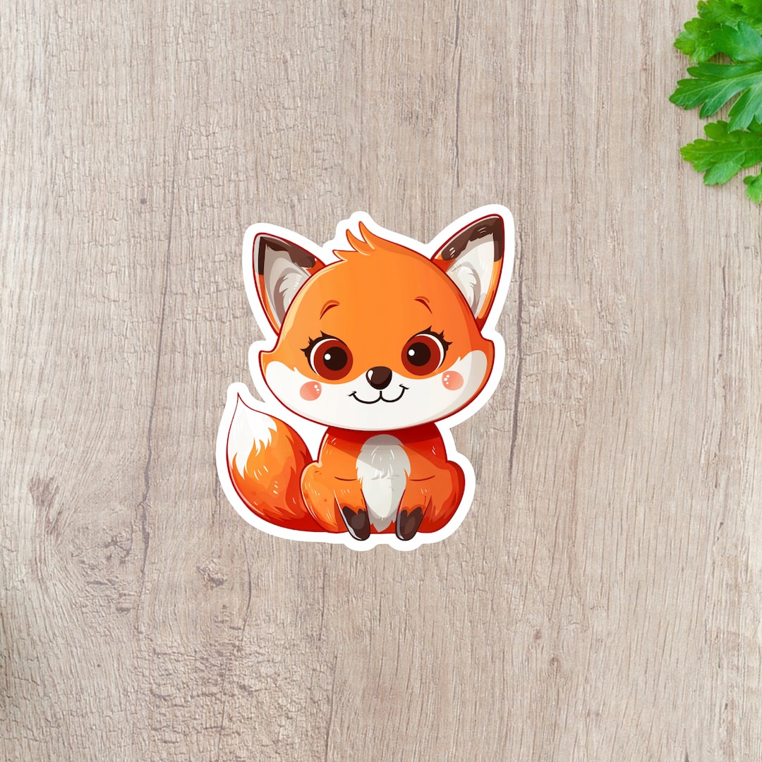 Cute Fox Sticker | Fox Vinyl Sticker | Kawaii Sticker | Laptop, Water ...