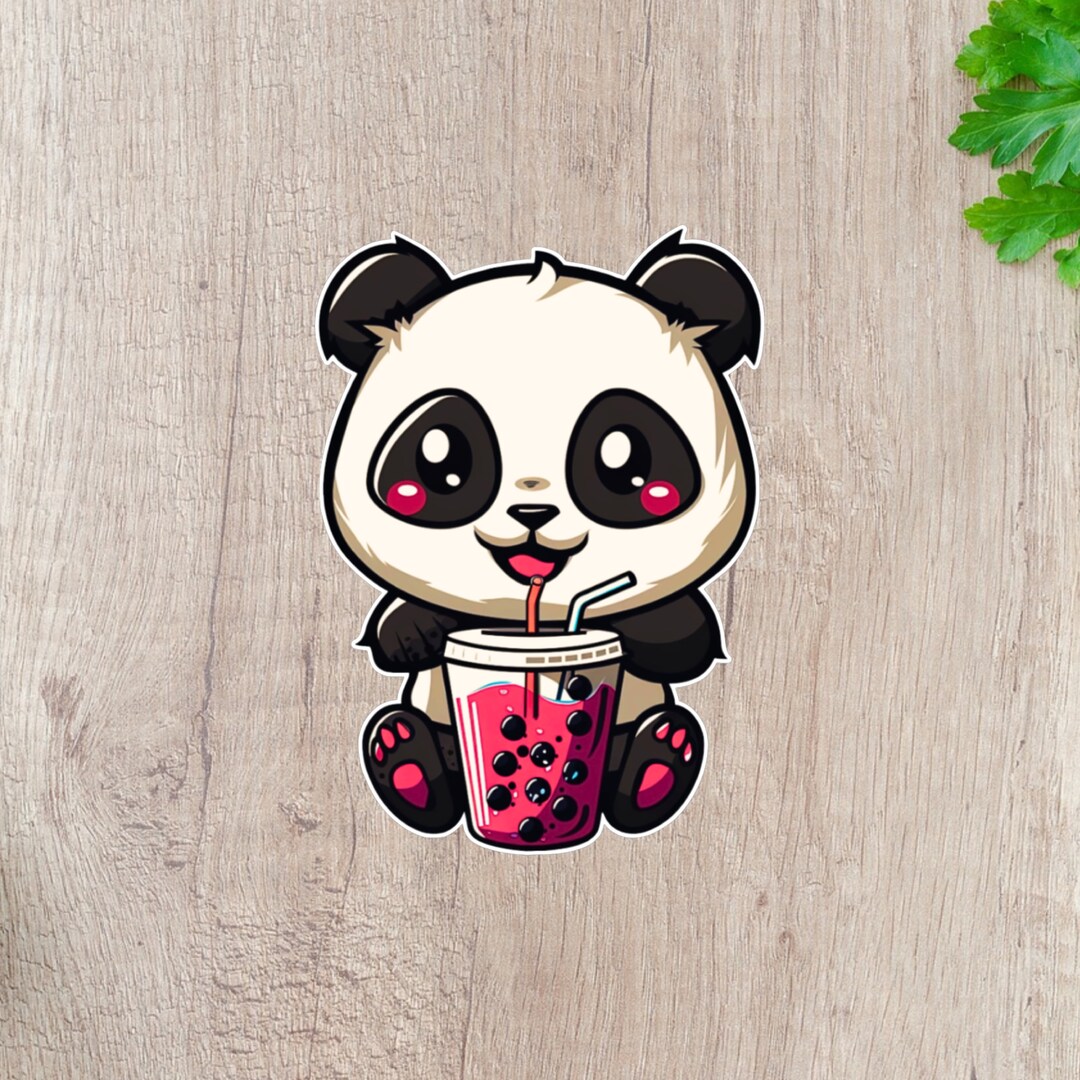 Cute Panda Boba Sticker Panda Boba Vinyl Sticker Kawaii Panda Boba ...