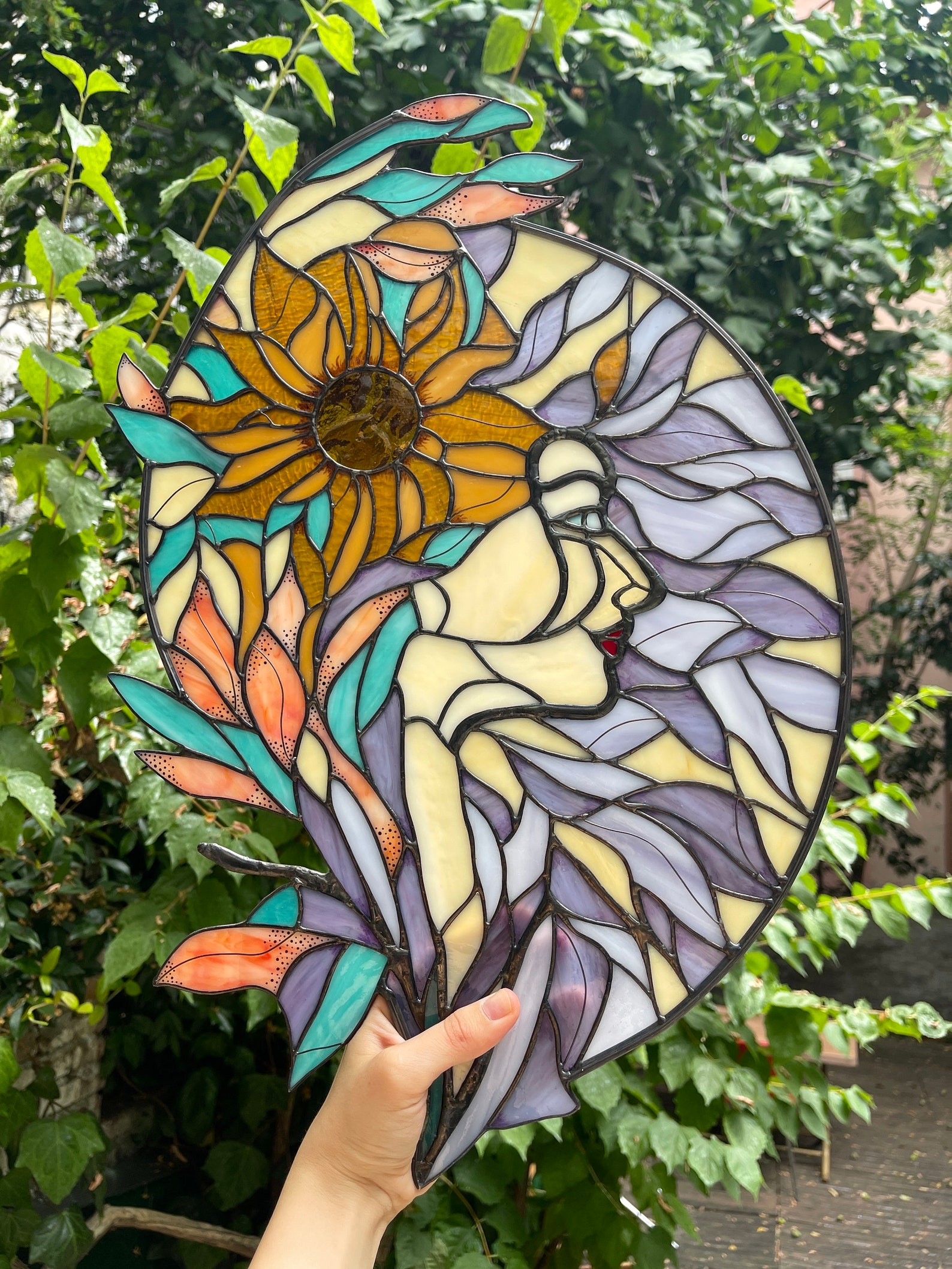 Stained Glass Goddess, Stained Glass Woman Portrait, Goddess Portrait ...