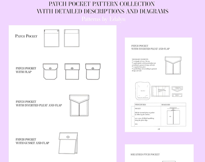Patch Pocket Pattern Bundle Learn the Basics of Pockets With Step by ...