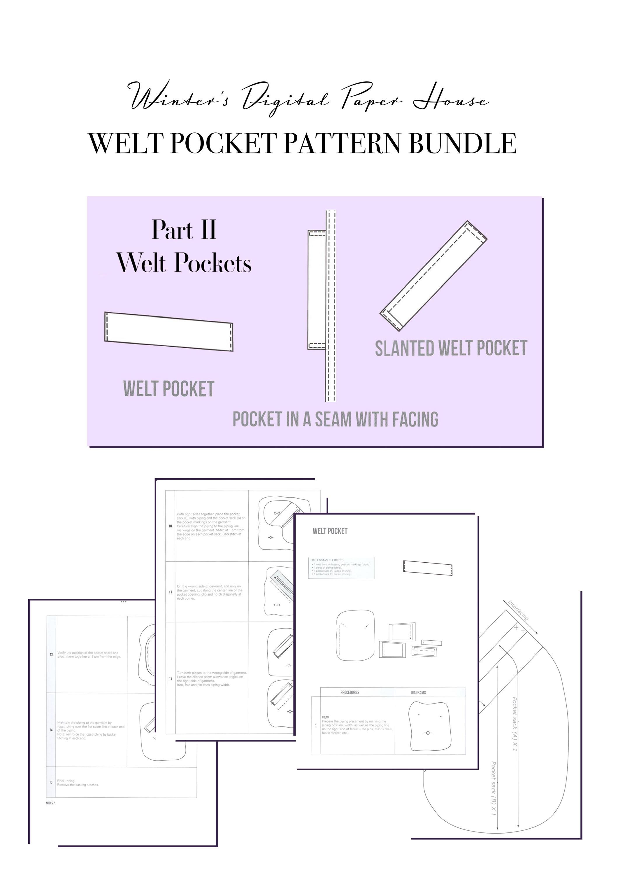 Piped and Welt Pocket Sewing Pattern Bundle Step by Step Instructions ...