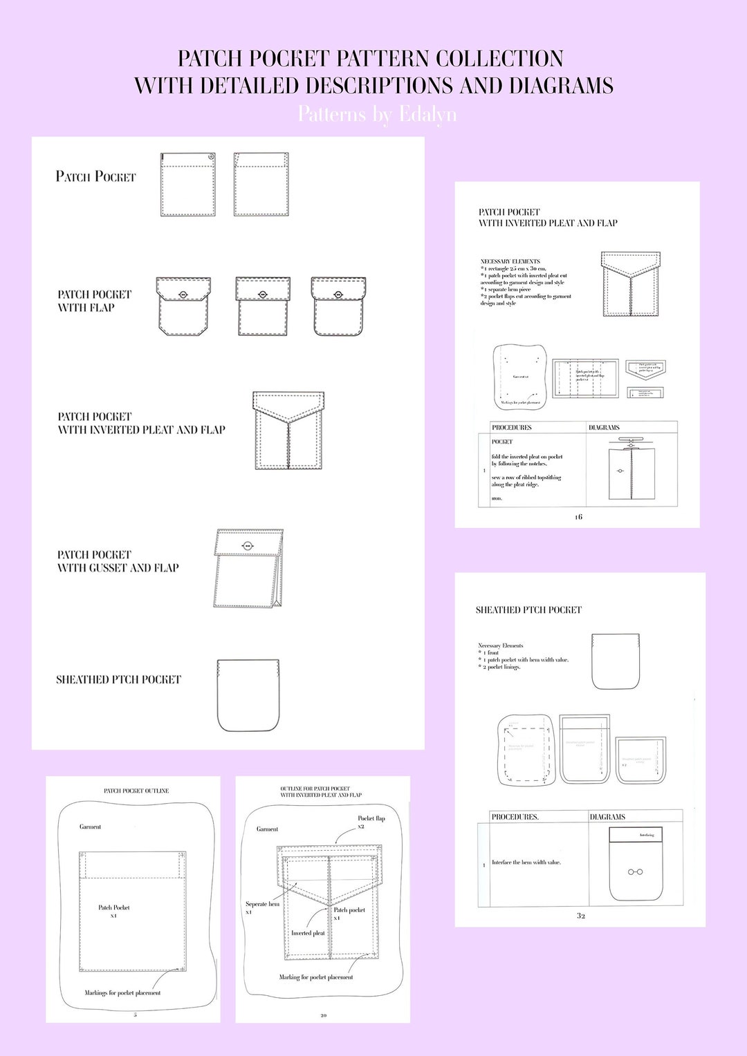 Patch Pocket Pattern Bundle Learn the Basics of Pockets With Step by ...