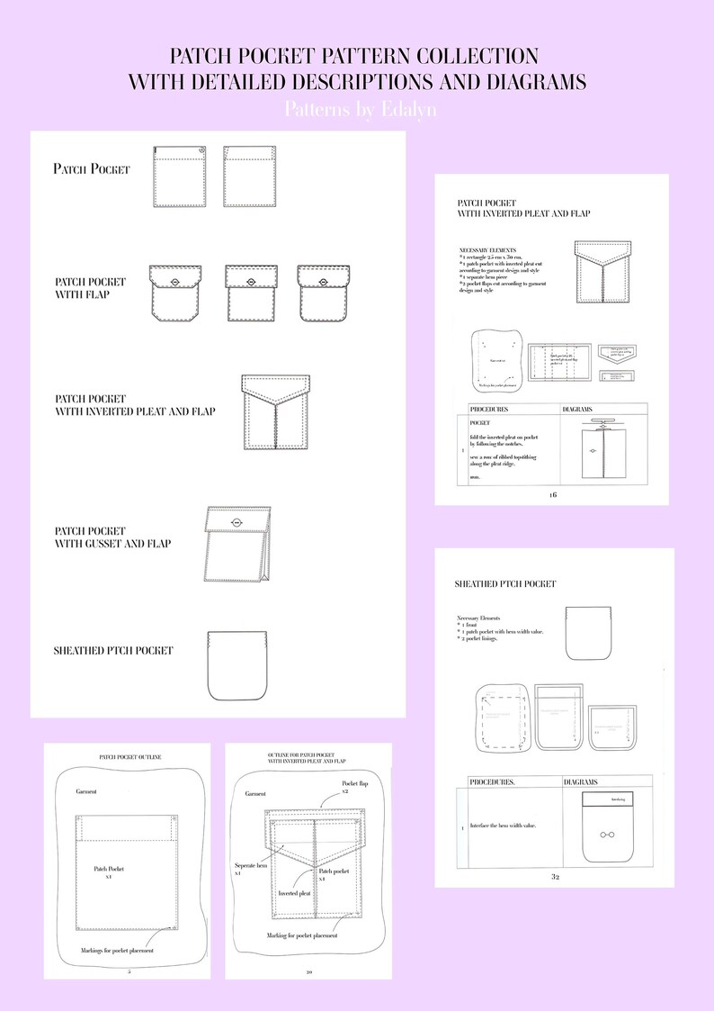 Patch Pocket Pattern Bundle Learn the Basics of Pockets With Step by ...