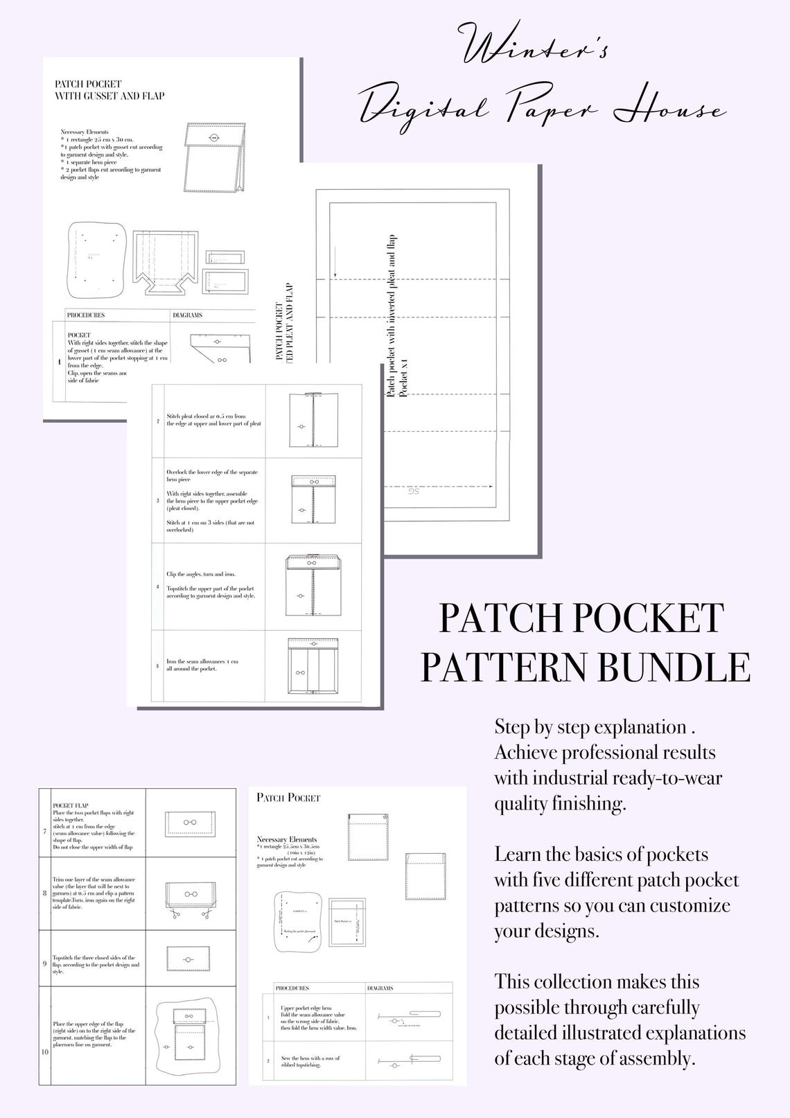Patch Pocket Pattern Bundle Learn the Basics of Pockets With Step by ...
