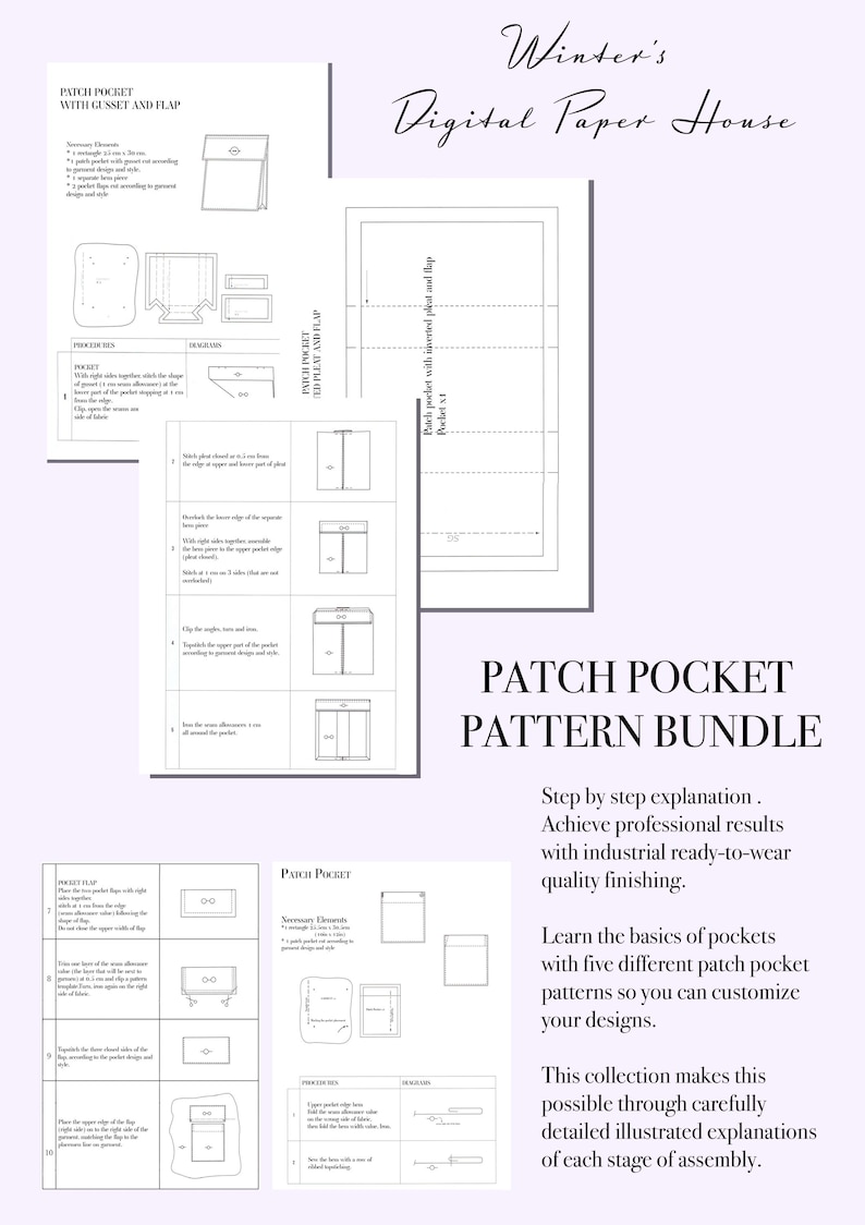 Patch Pocket Pattern Bundle Learn the Basics of Pockets With Step by ...