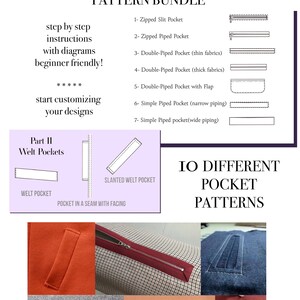 Piped and Welt Pocket Sewing Pattern Bundle Step by Step Instructions ...