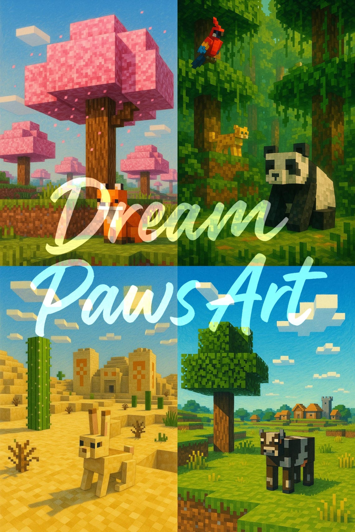 Minecraft Biomes Wall Art | Jungle, Desert, Plains, Cherry Grove ...