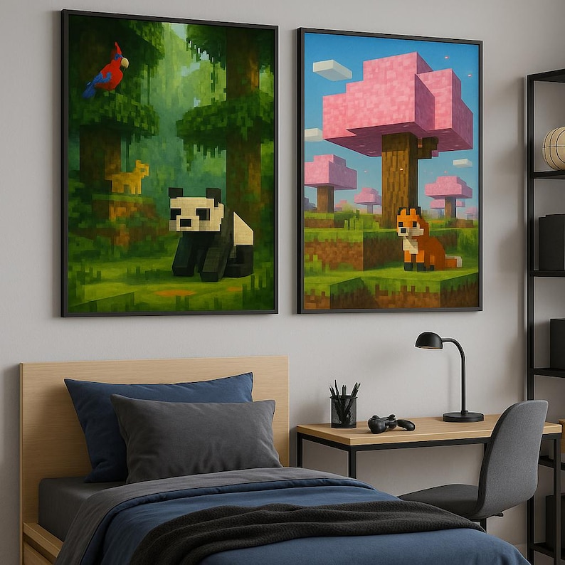 Minecraft Biomes Wall Art | Jungle, Desert, Plains, Cherry Grove ...