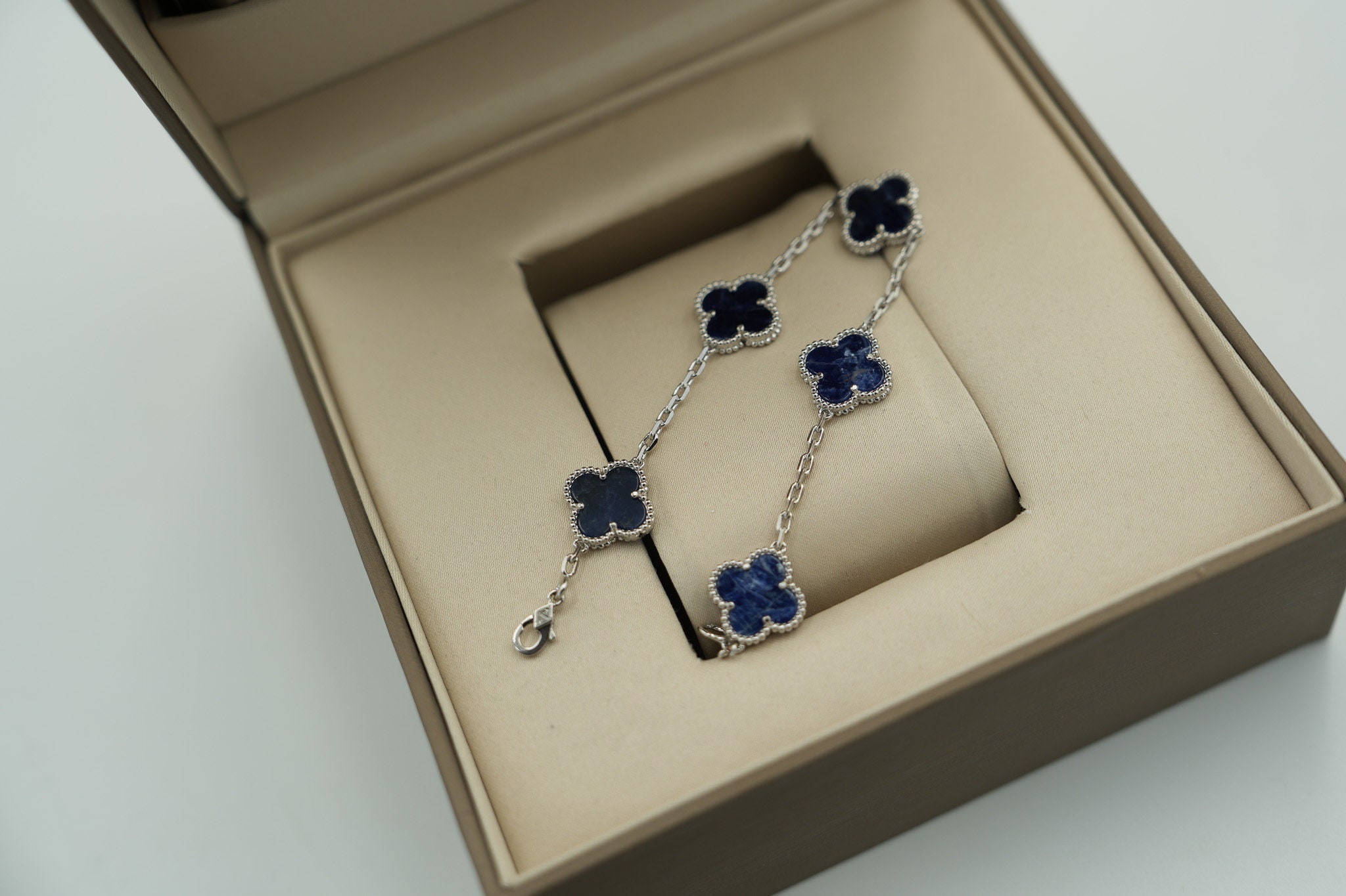 Vintage Van Cleef Silver Pietersite Bracelet 925 Silver 18k White Gold ...