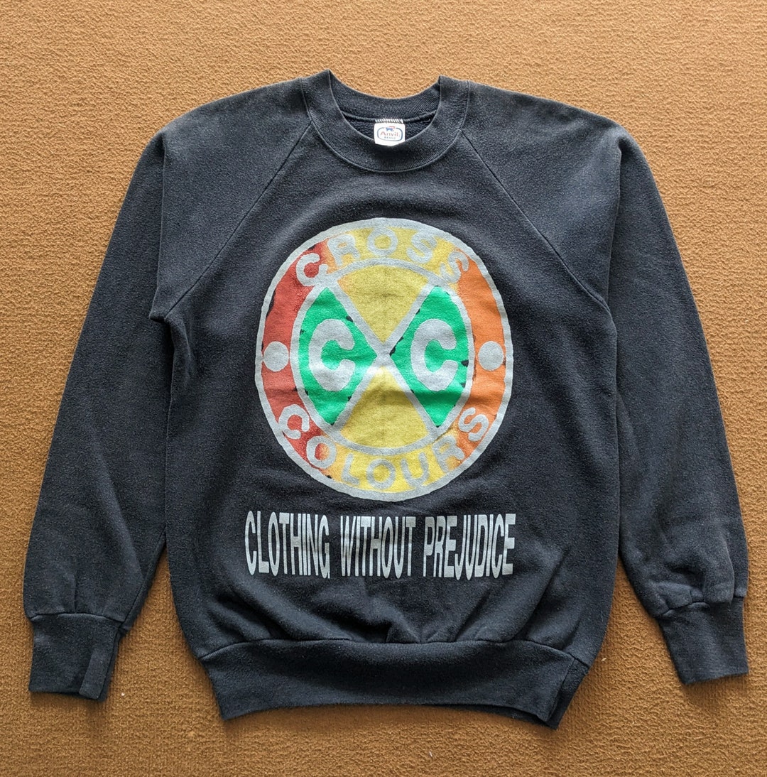 Vintage Cross Colours Clothing Without Prejudice Logo Center Sweatshirt ...
