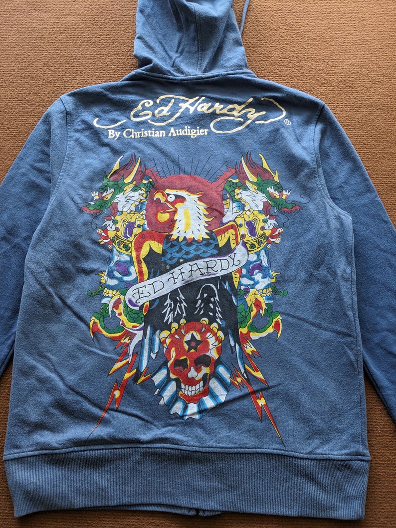 Vintage ED HARDY Rock Style Design Zipper Jacket Hoodies - Etsy
