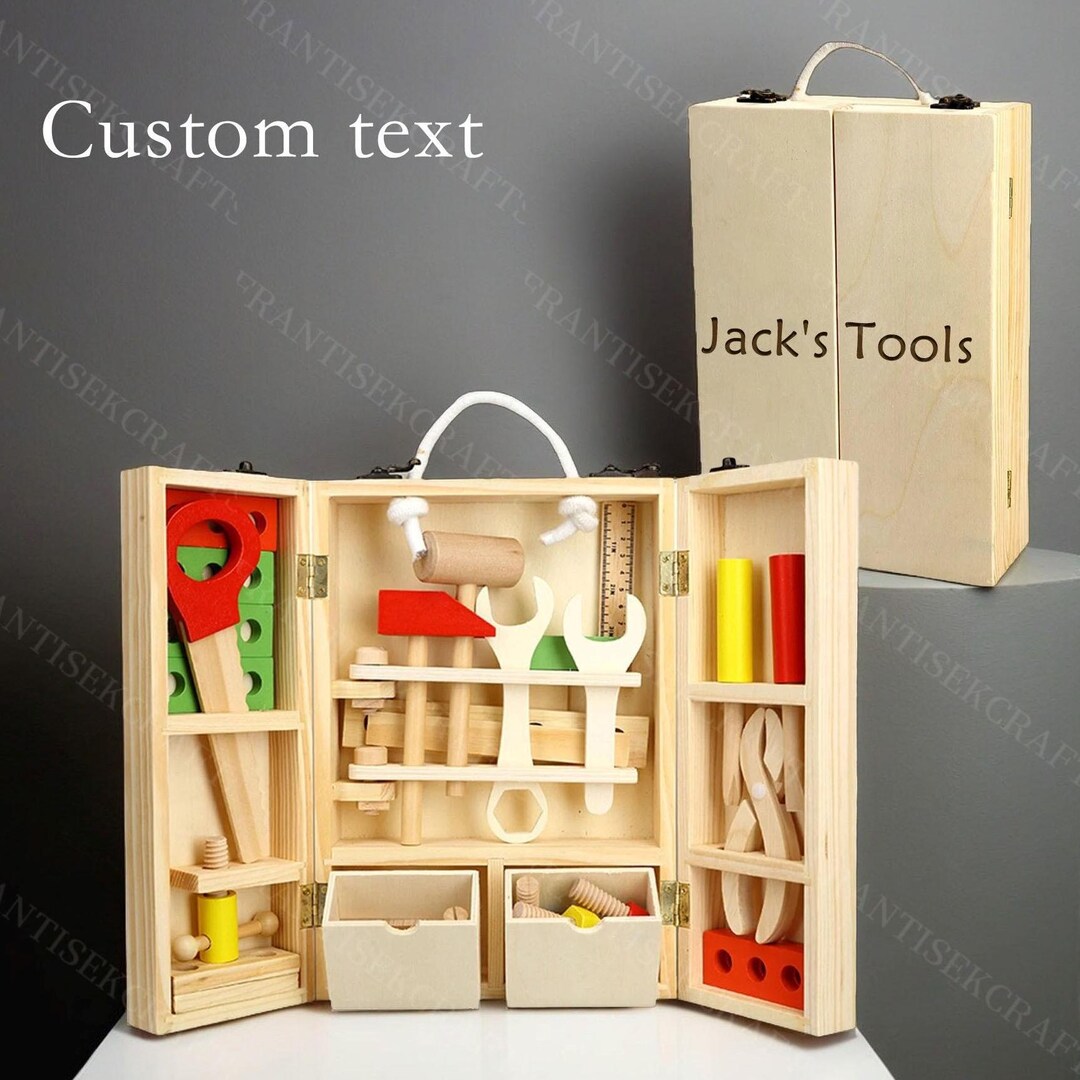 Wooden Kids Tools Box, Baptism Gifts for Boys, Toolbox Personalized ...