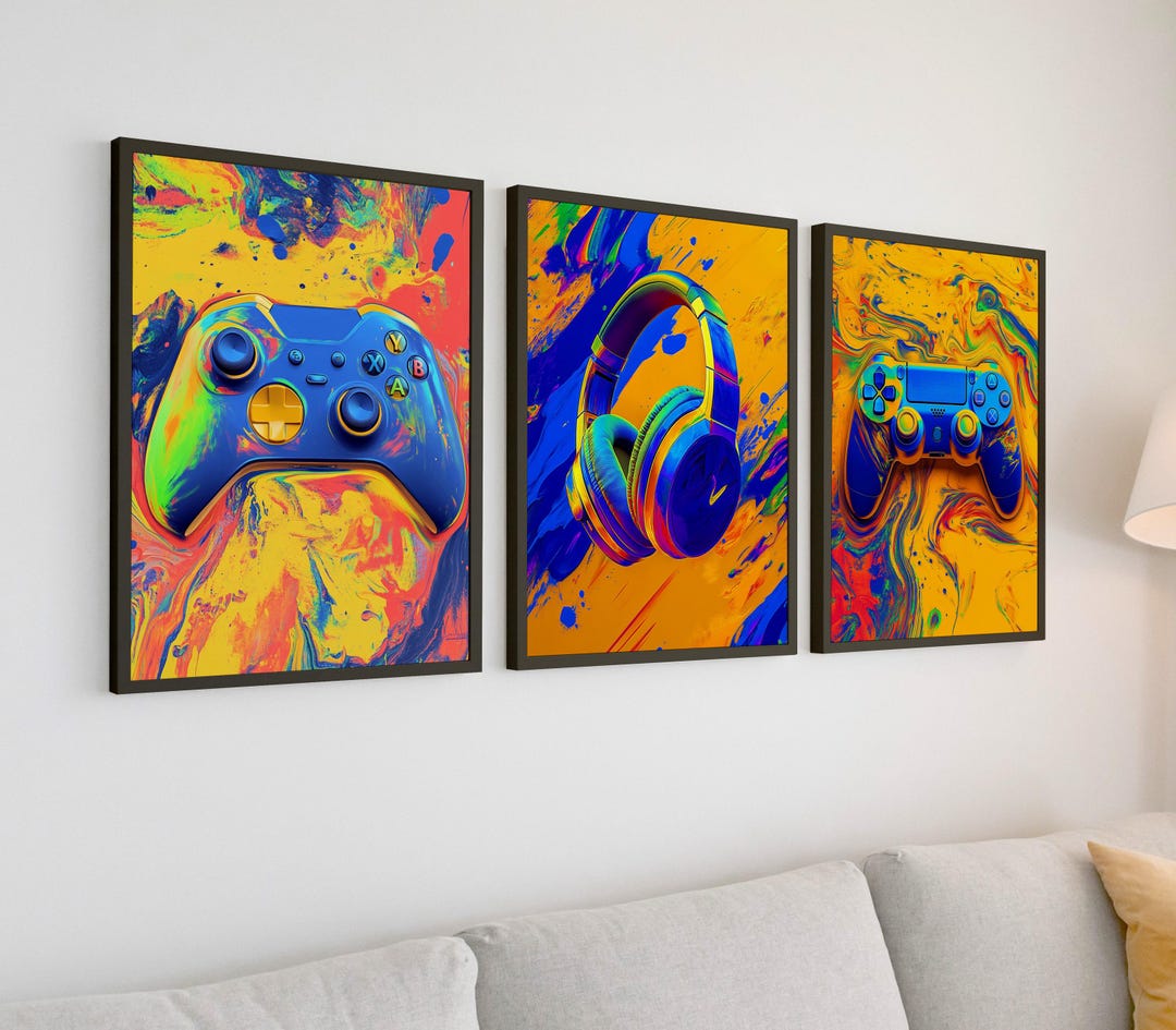 Gaming Art Print Set: Controller & Headset Posters (digital Download ...