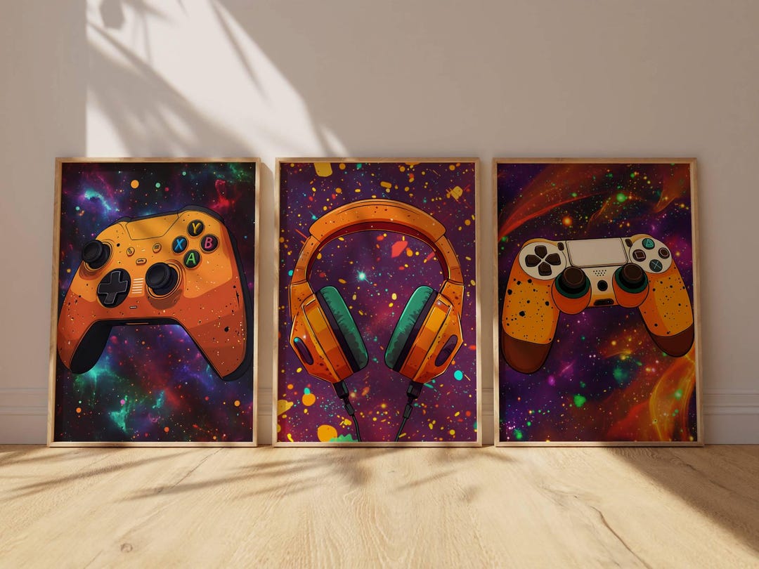 Gaming Controller Posters: Set of 3, Gamer Room Decor (digital Download ...