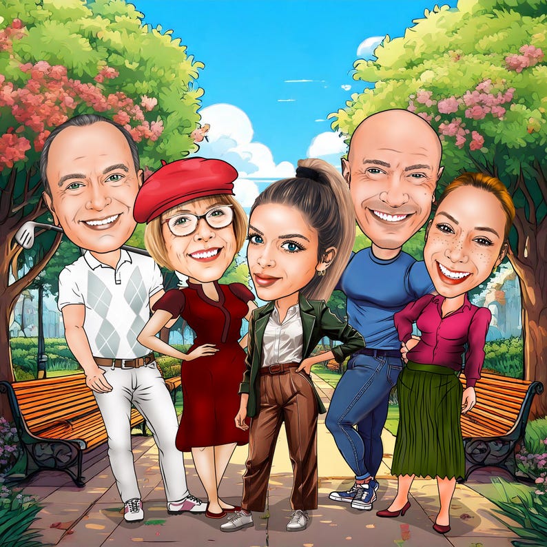 Family Cartoon Style Caricature, Price for 1 Person - Etsy