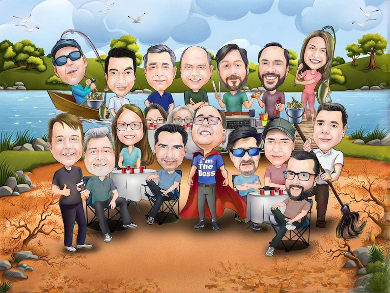Group Cartoon Style Caricature, Price for 1 Person - Etsy