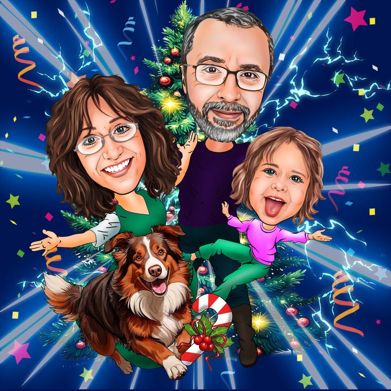 Family Cartoon Style Caricature, Price for 1 Person - Etsy