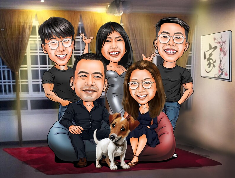 Family Cartoon Style Caricature, Price for 1 Person - Etsy