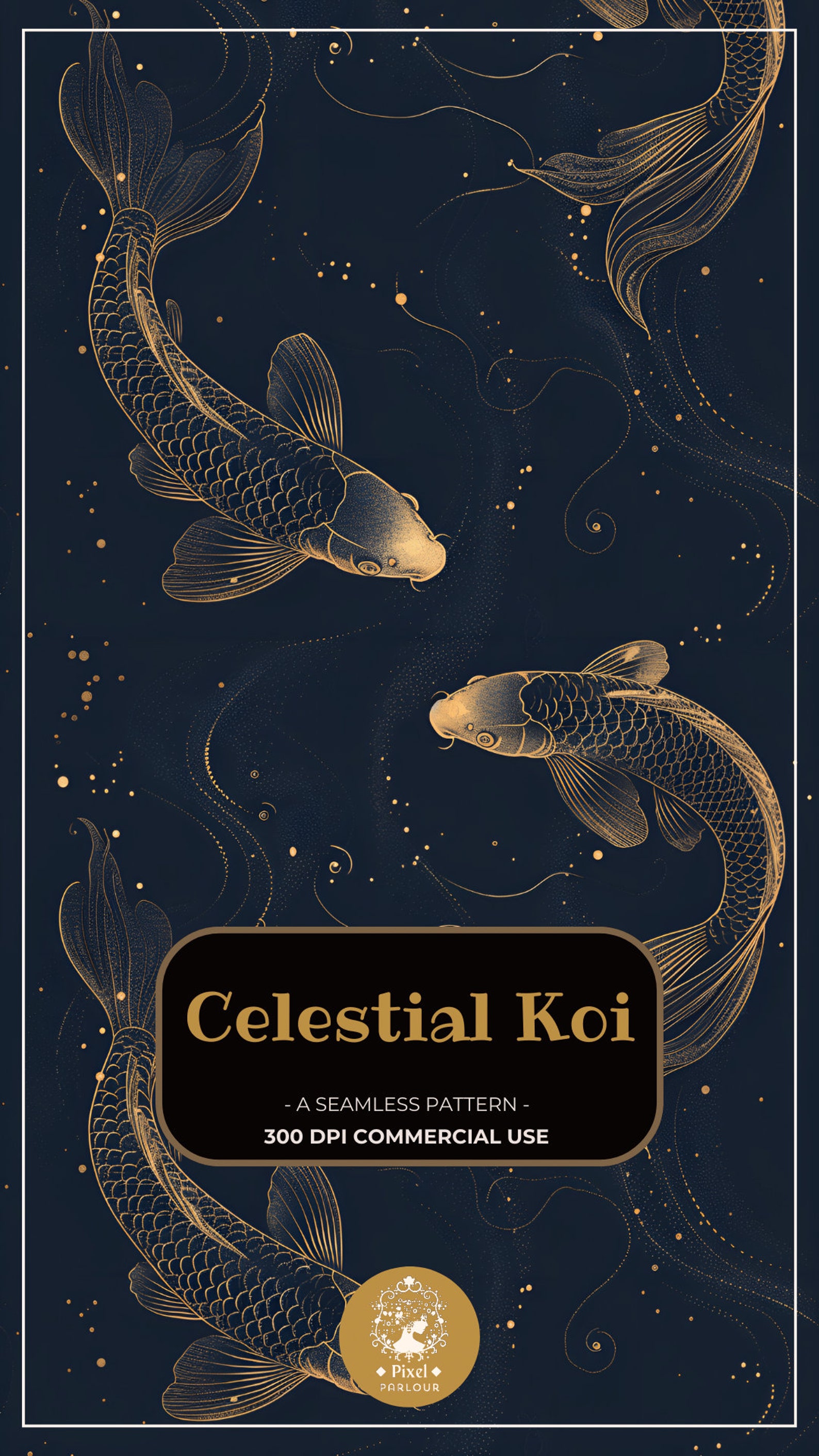 Seamless Koi Fish Print Celestial Koi Wallpaper Print Koi Seamless Pattern Koi Fish Wallpaper ...