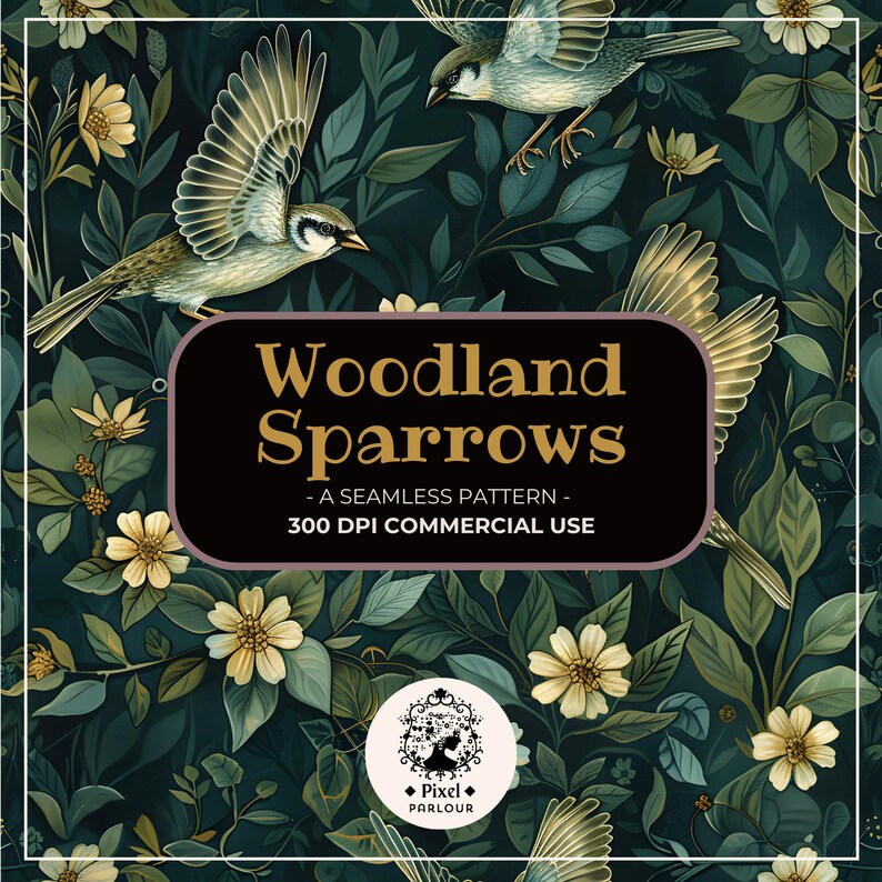 Woodland Pattern Birds Seamless Paper Woodland Sparrows Pattern Bird ...