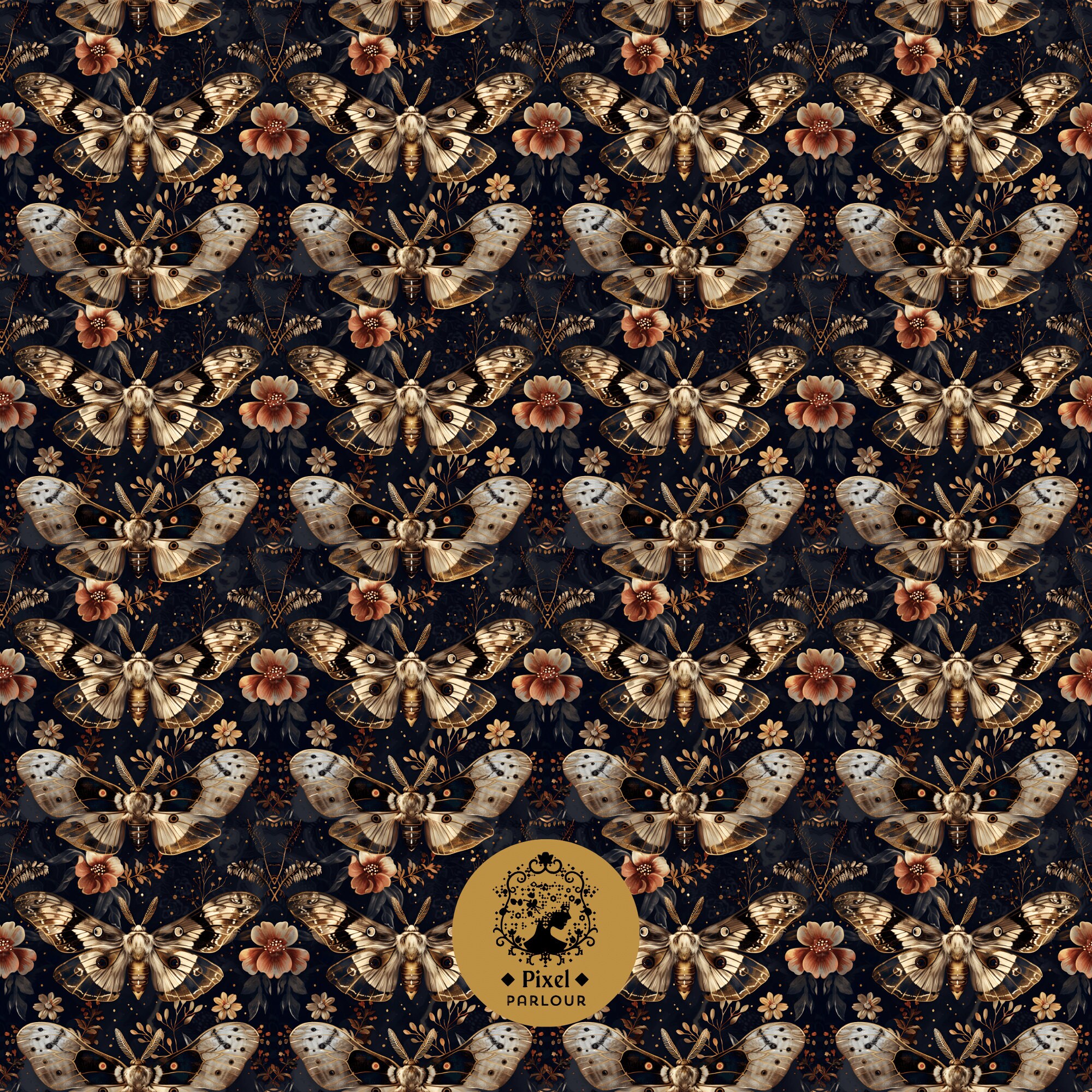 Moth Pattern Moth Wallpaper Moth Seamless Pattern Botanical Print Night ...