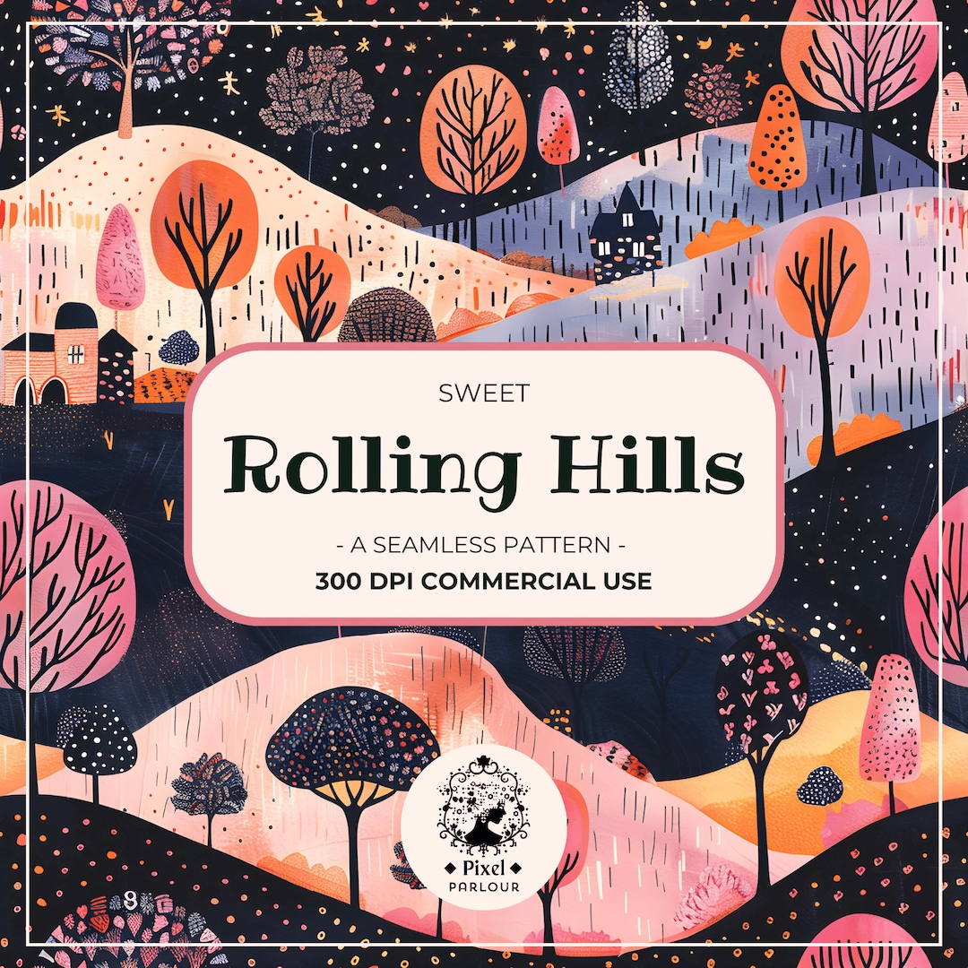 Sweet Rolling Hills Seamless Pattern, Hills Print, Landscape Wallpaper ...