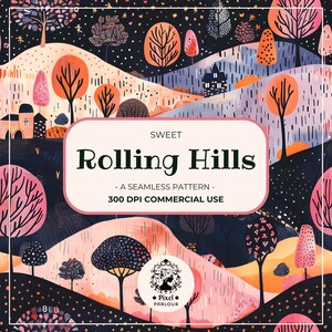 Sweet Rolling Hills Seamless Pattern, Hills Print, Landscape Wallpaper ...