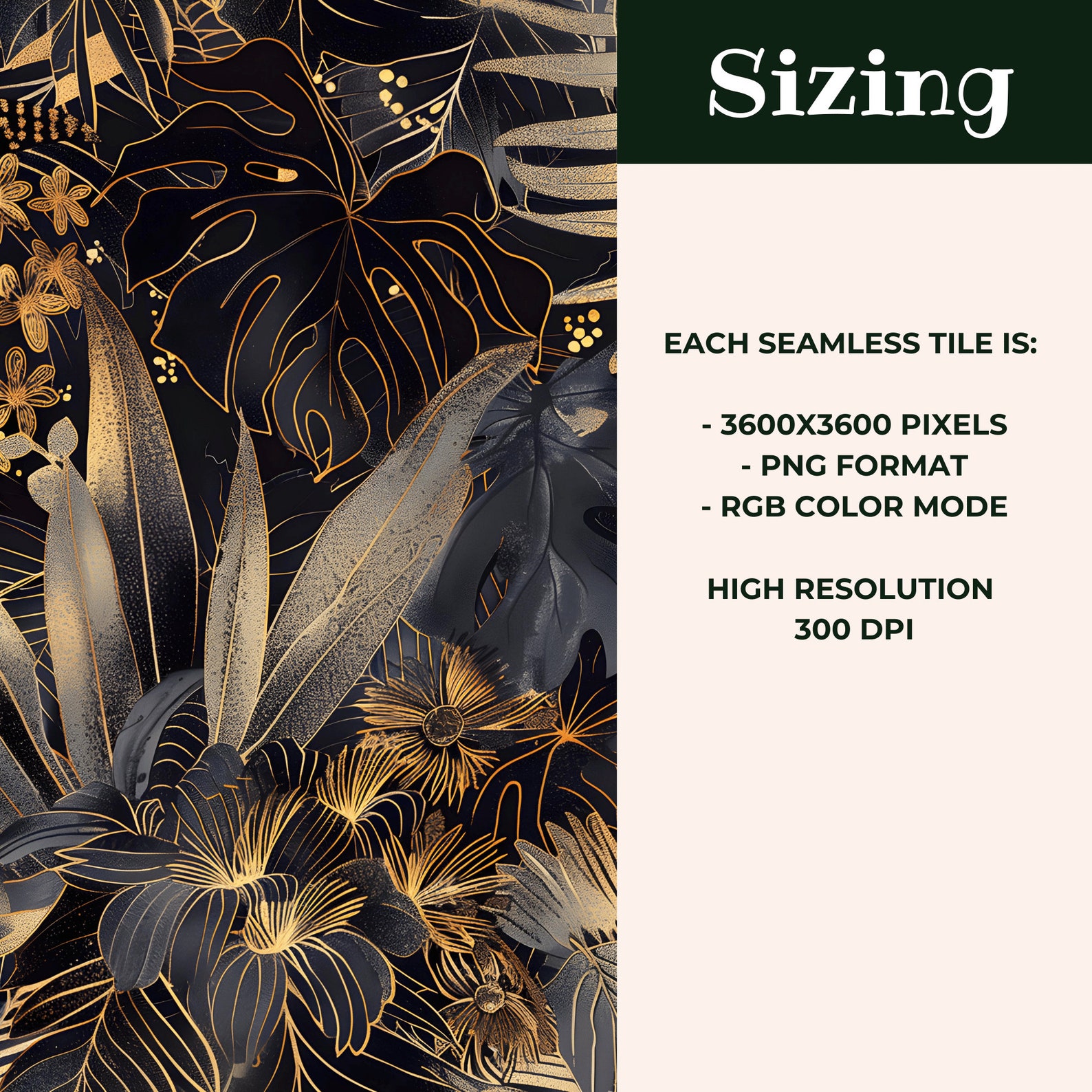 Jungle Wallpaper Seamless Pattern Downloadable Jungle Pattern File Gold ...