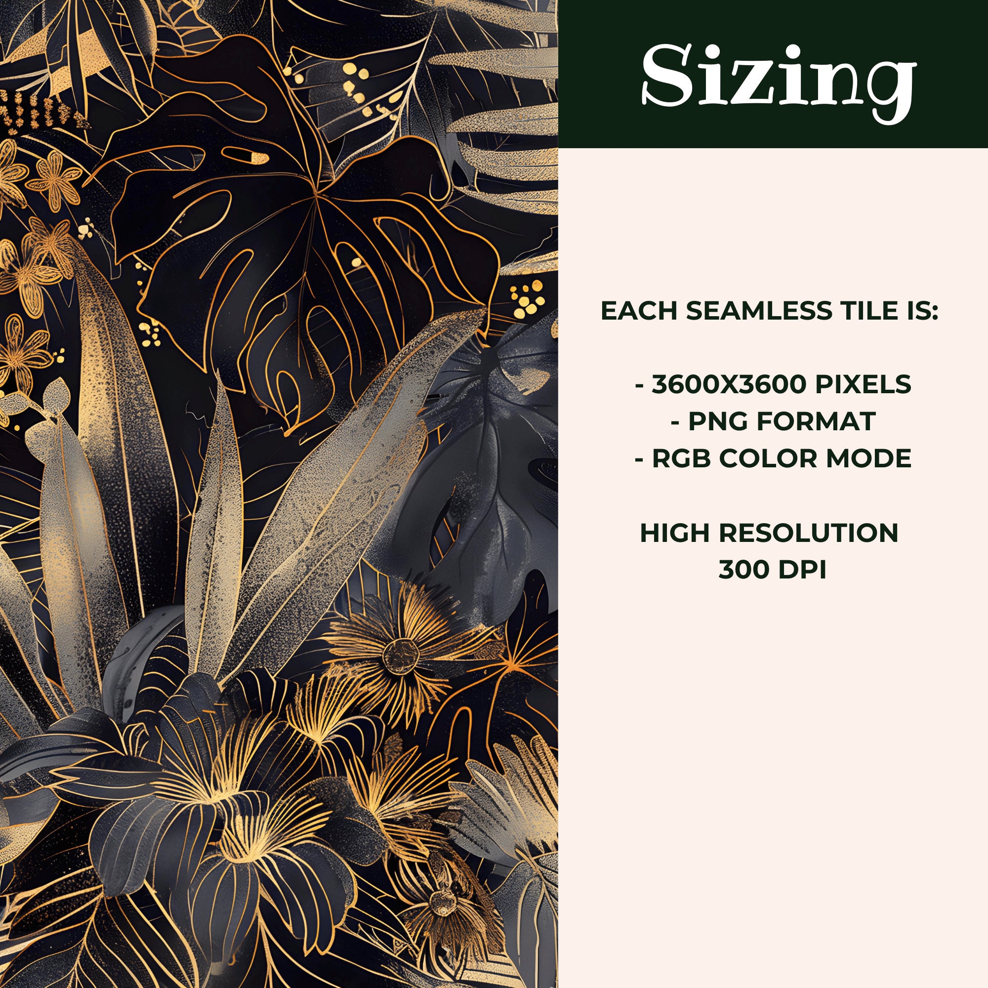 Jungle Wallpaper Seamless Pattern Downloadable Jungle Pattern File Gold ...