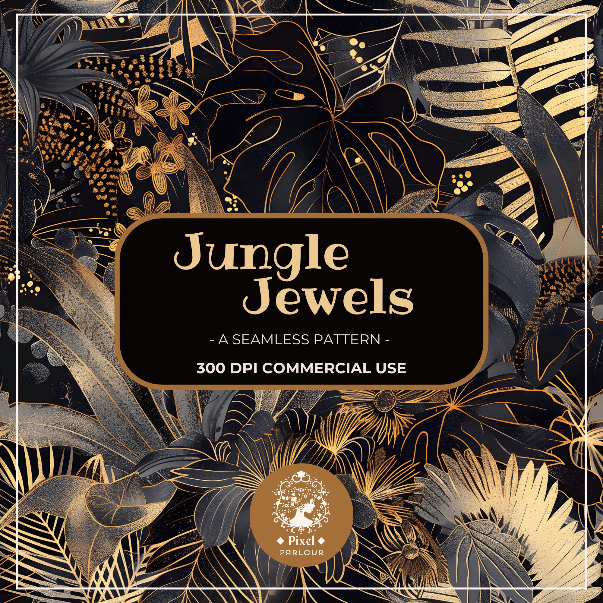 Jungle Wallpaper Seamless Pattern Downloadable Jungle Pattern File Gold ...