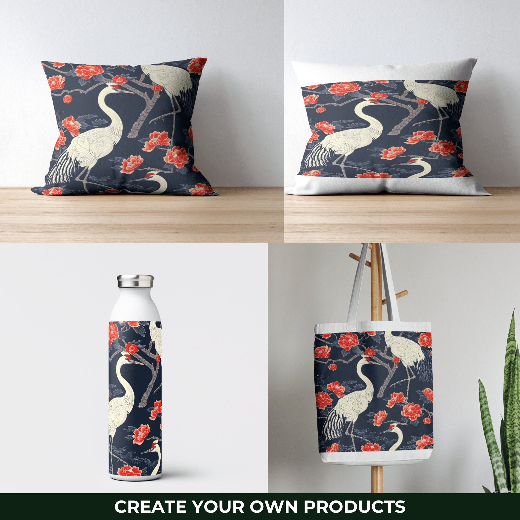 Chinoiserie Wallpaper Pattern Crane Print Crane Wallpaper Crane ...