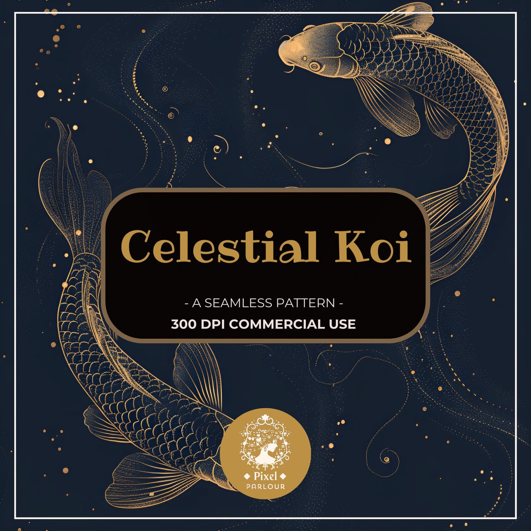 Seamless Koi Fish Print Celestial Koi Wallpaper Print Koi Seamless Pattern Koi Fish Wallpaper ...