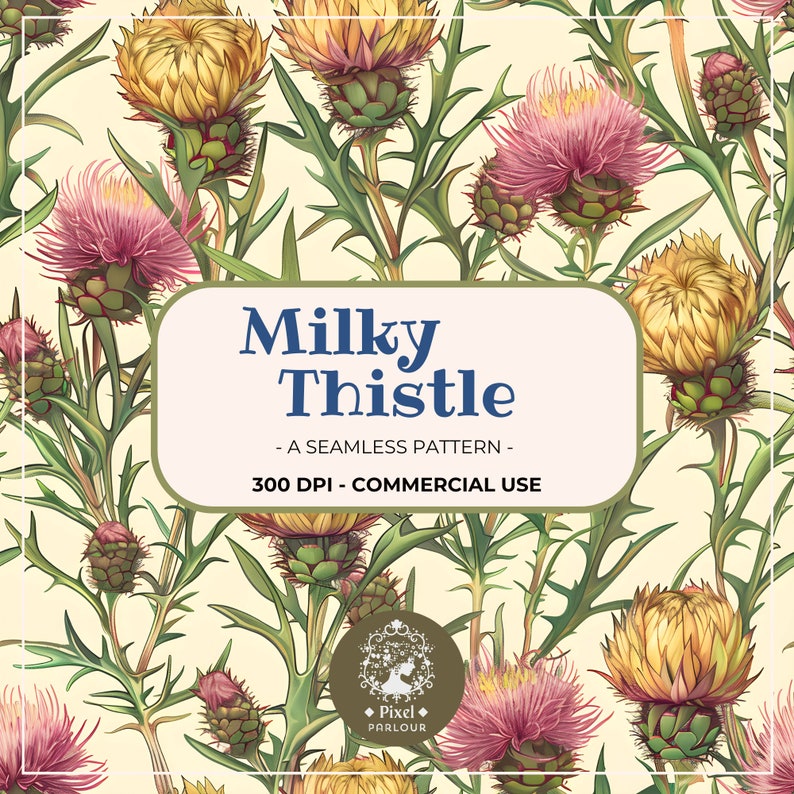 Thistle Print Seamless Pattern Milk Thistle Botanical Print Milk ...
