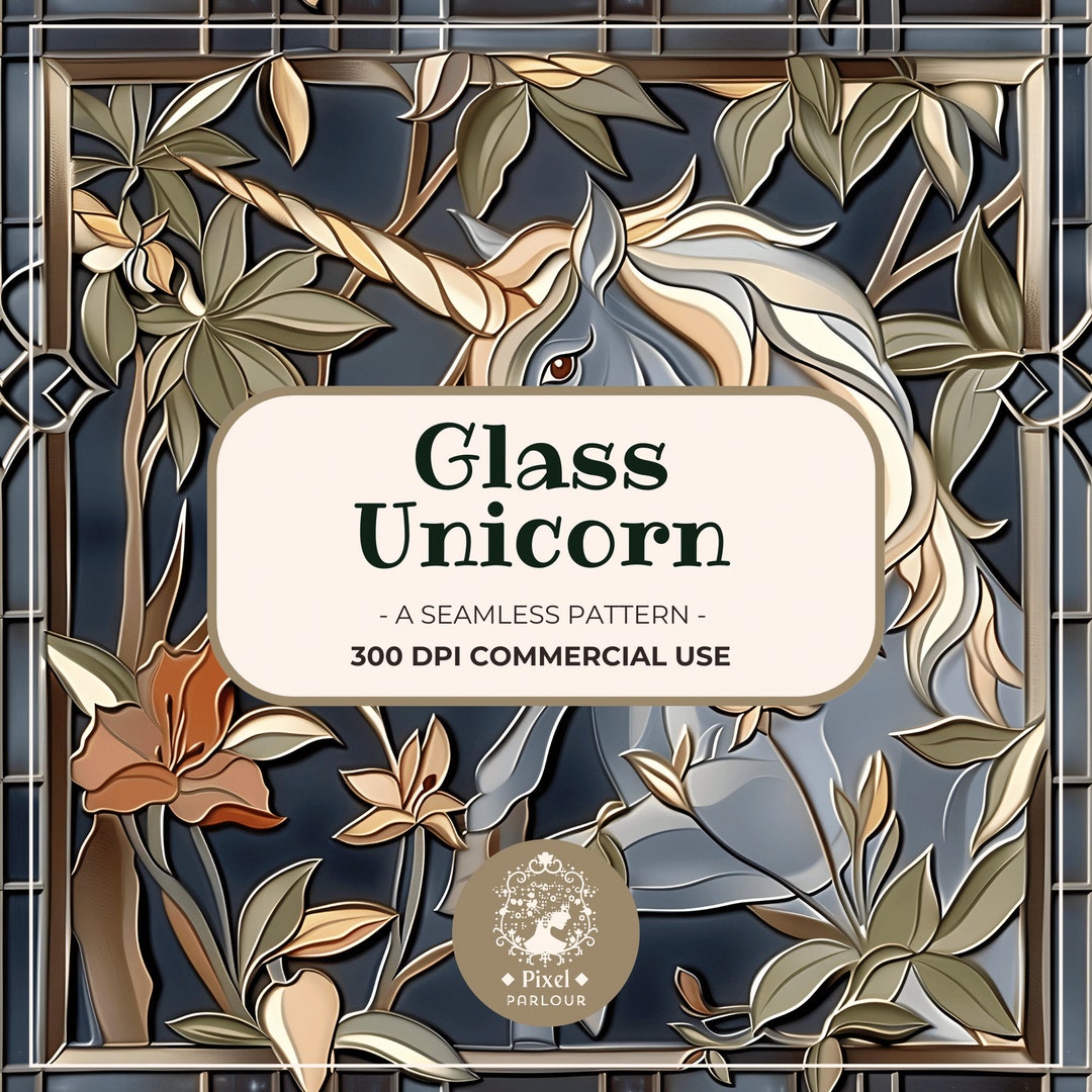 Unicorn Seamless Pattern Stained Glass Unicorn Print Seamless Unicorn ...