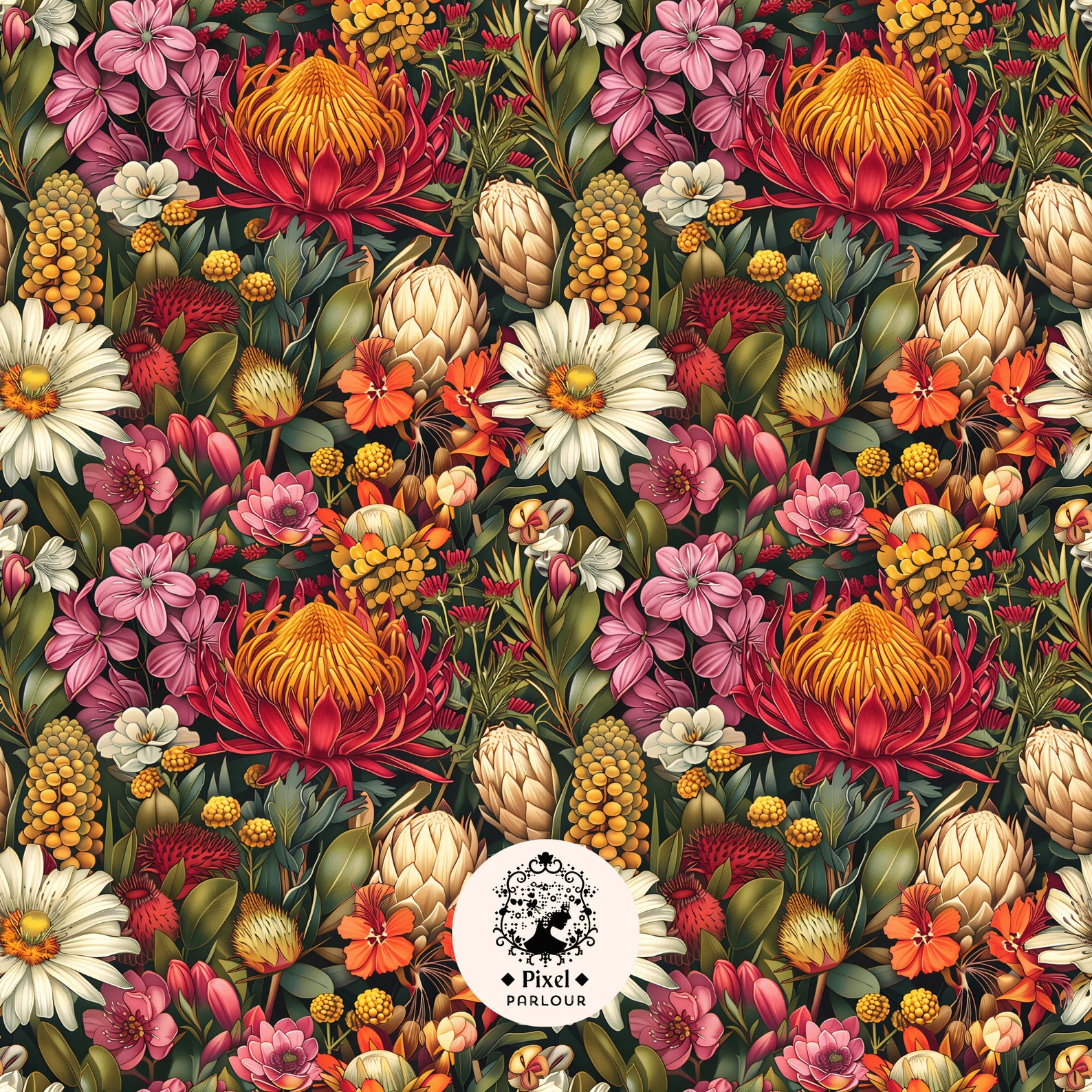 Australian Botanical Print Seamless Pattern Flowers Exotic Flowers ...