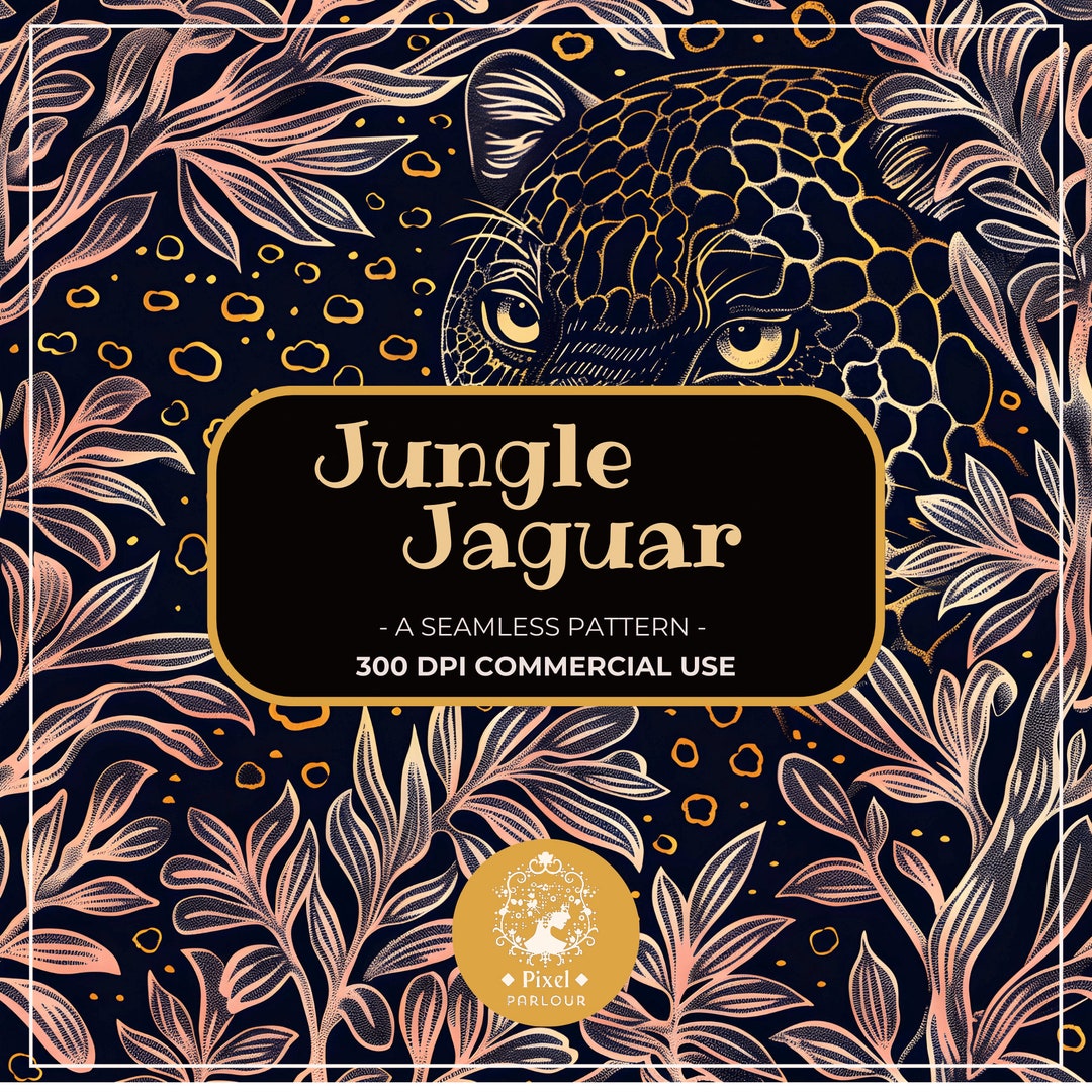 Jaguar Pattern Jaguar Wall Art Print Jungle Jaguar Seamless Pattern ...