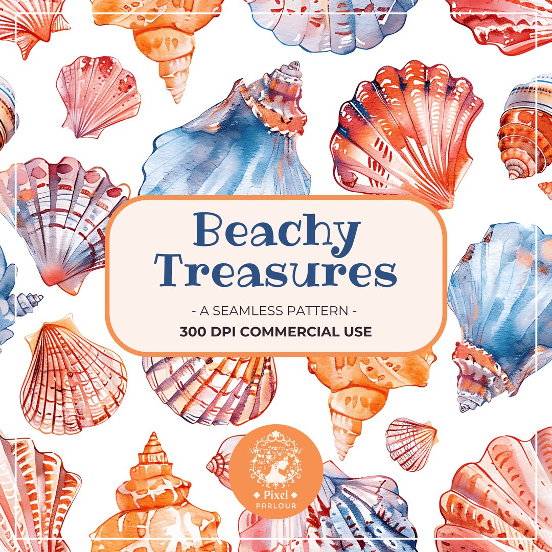 Beachy Seamless Pattern Beach Pattern Seashell Pattern Summer Print ...