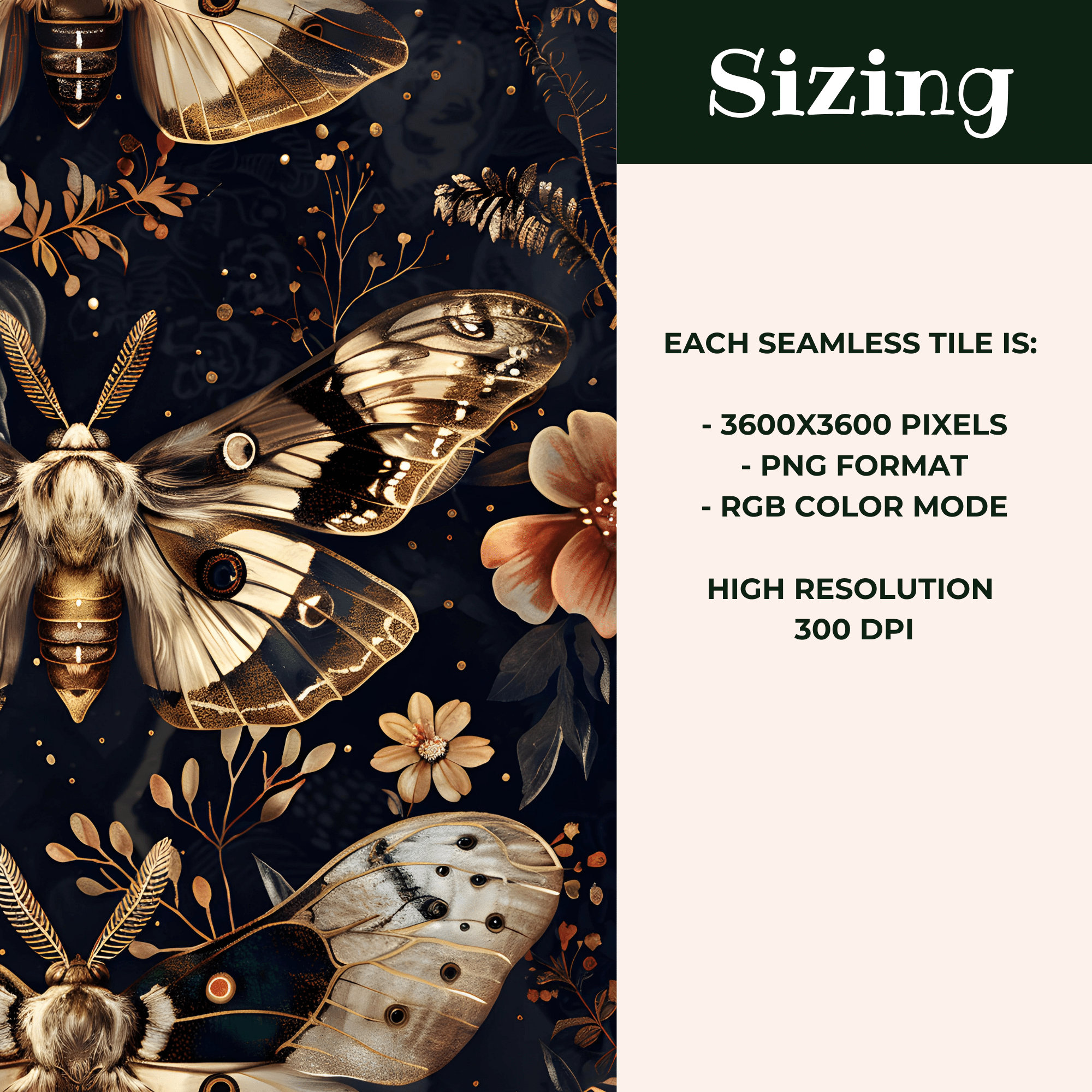 Moth Pattern Moth Wallpaper Moth Seamless Pattern Botanical Print Night ...