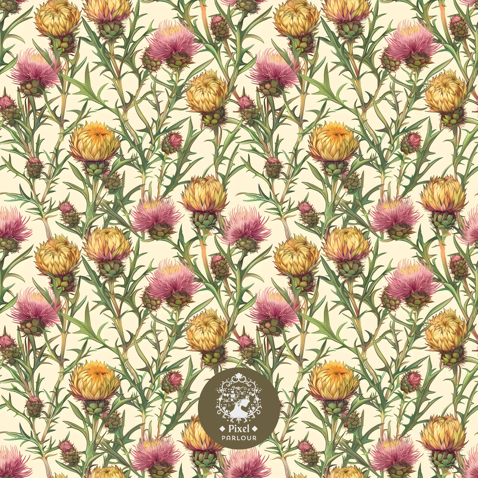 Thistle Print Seamless Pattern Milk Thistle Botanical Print Milk ...