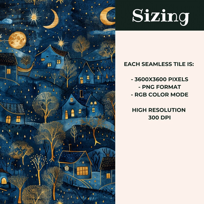 Fairy Village Pattern Fairy Pattern Fairy Seamless Pattern Night Time ...
