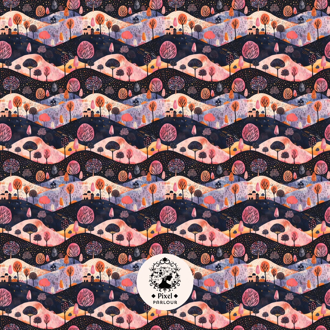 Sweet Rolling Hills Seamless Pattern, Hills Print, Landscape Wallpaper ...