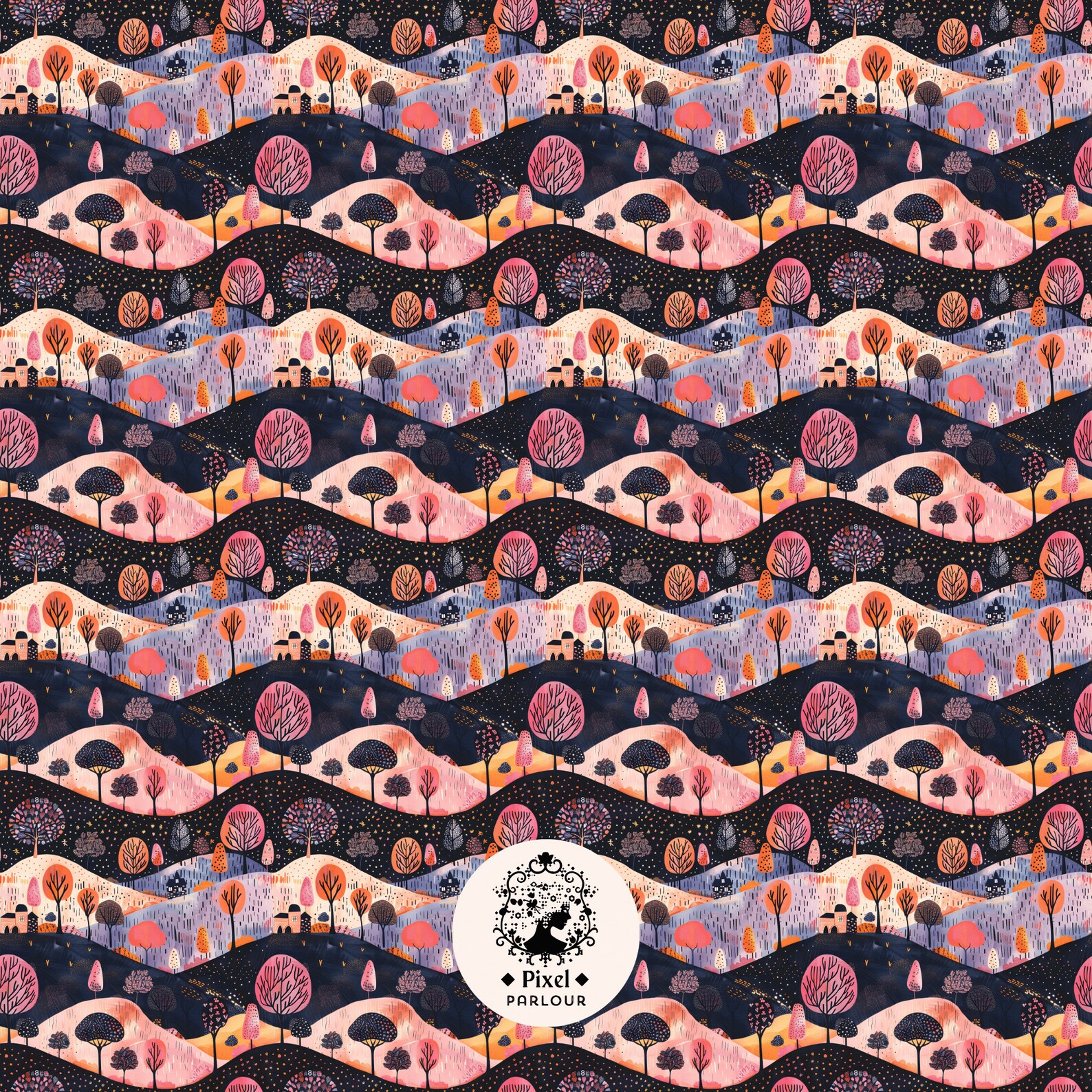 Sweet Rolling Hills Seamless Pattern, Hills Print, Landscape Wallpaper ...
