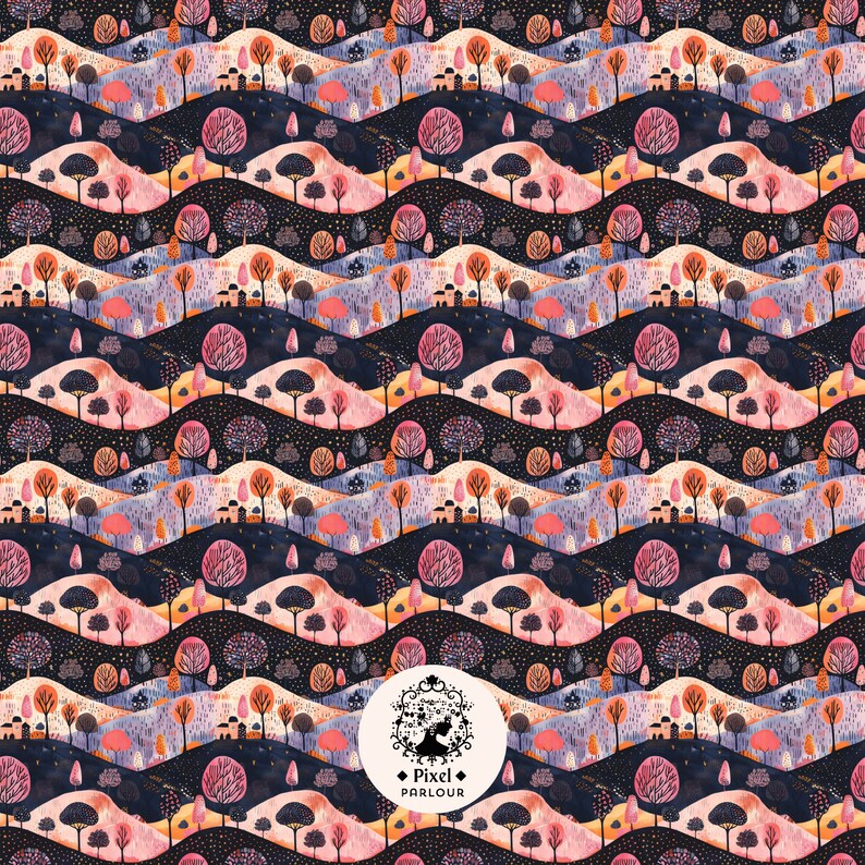 Sweet Rolling Hills Seamless Pattern, Hills Print, Landscape Wallpaper ...
