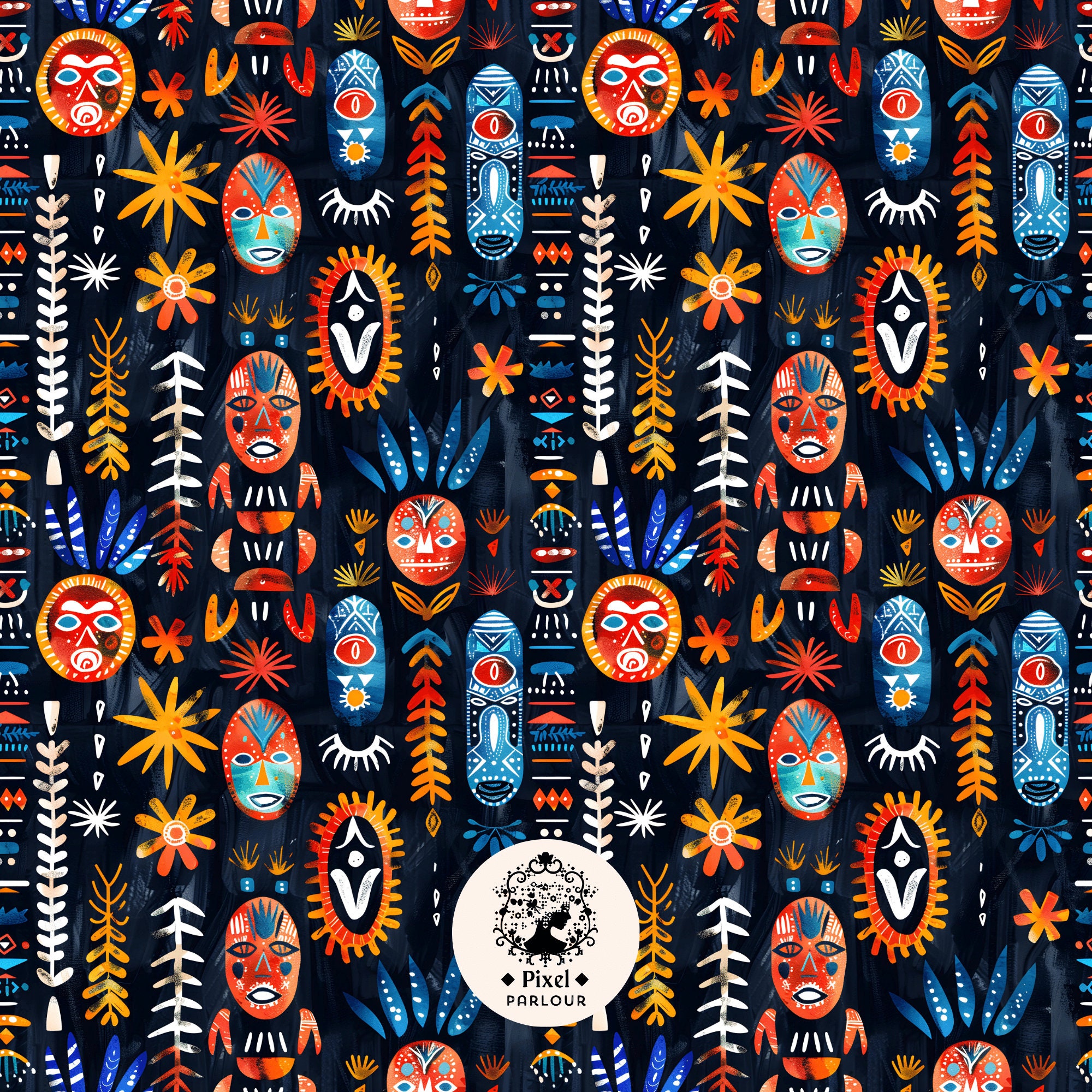 Tiki Seamless Pattern Tiki Mask Pattern Seamless Tiki Print Tiki ...